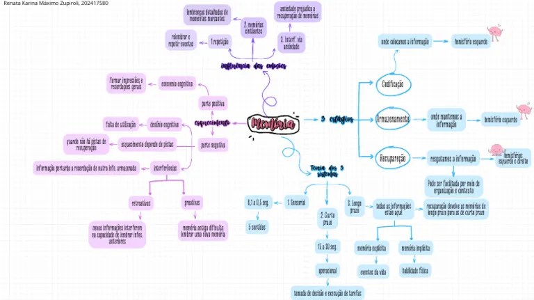 Mapa Mental Memória Pdf Memória Processos Mentais