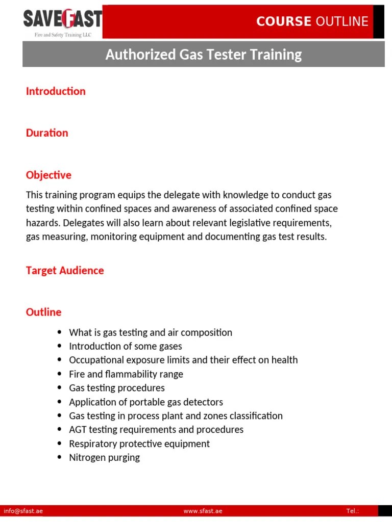 Authorized Gas Tester Course Outline Pdf