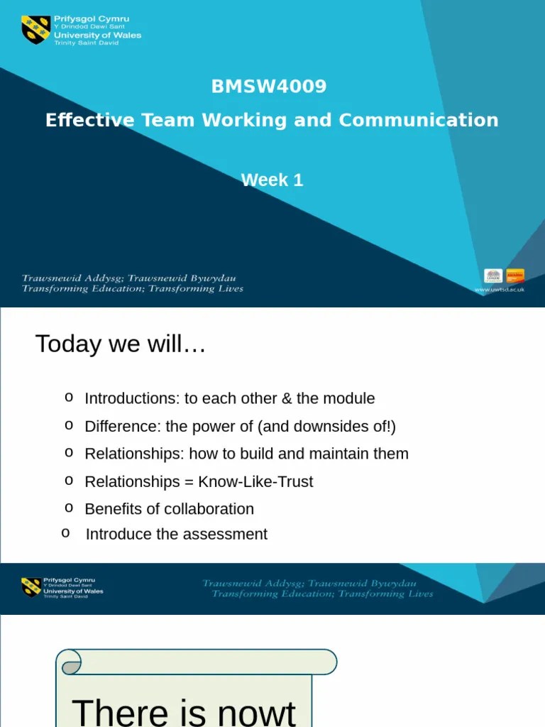Effective Team Work And Communication Sept 24 Lecture 1 Pdf