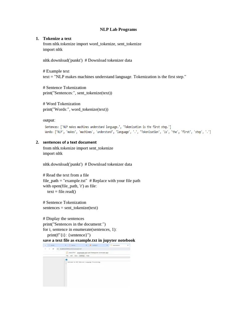 Nlp Lab Programs Pdf Text File Computer Science