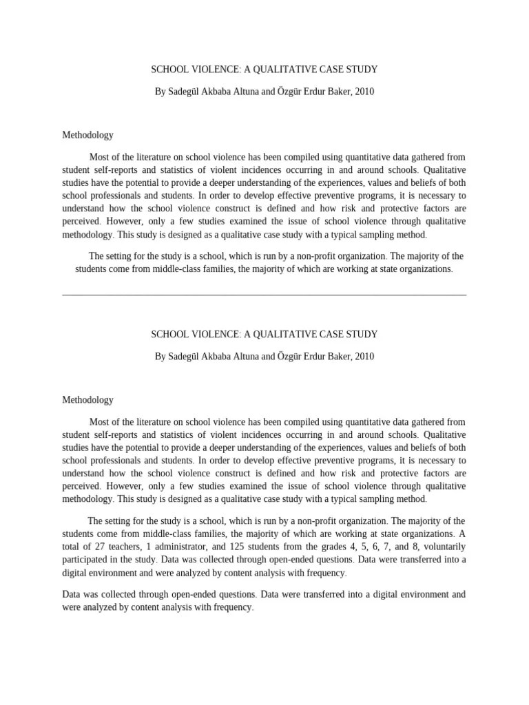 School Violence Pdf Qualitative Research Methodology