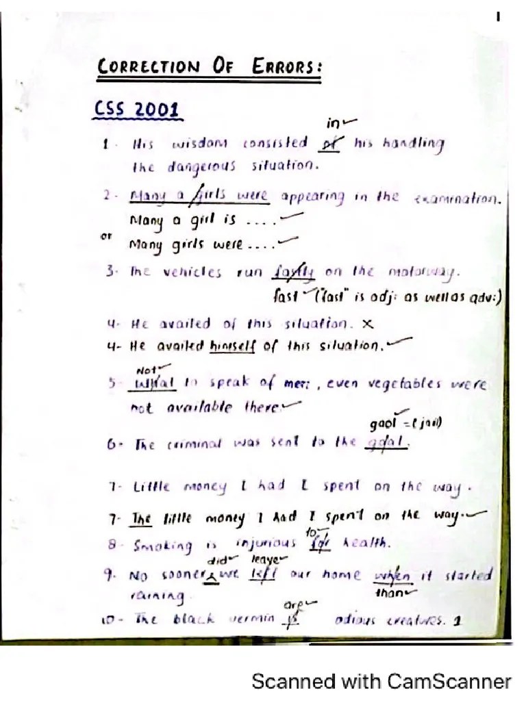 English Correction Pdf