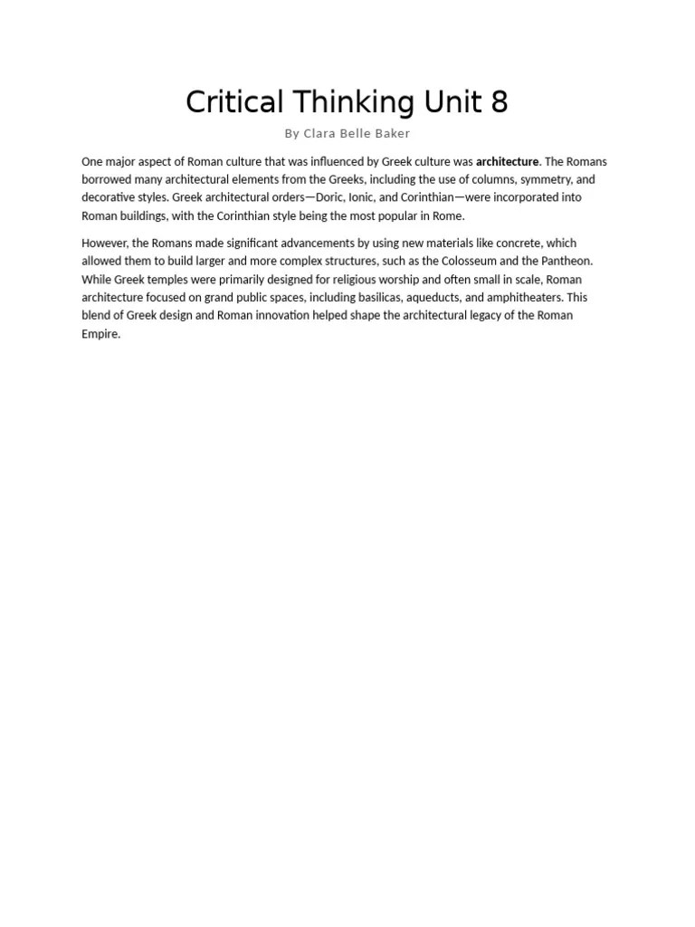 Critical Thinking Unit 8 Pdf