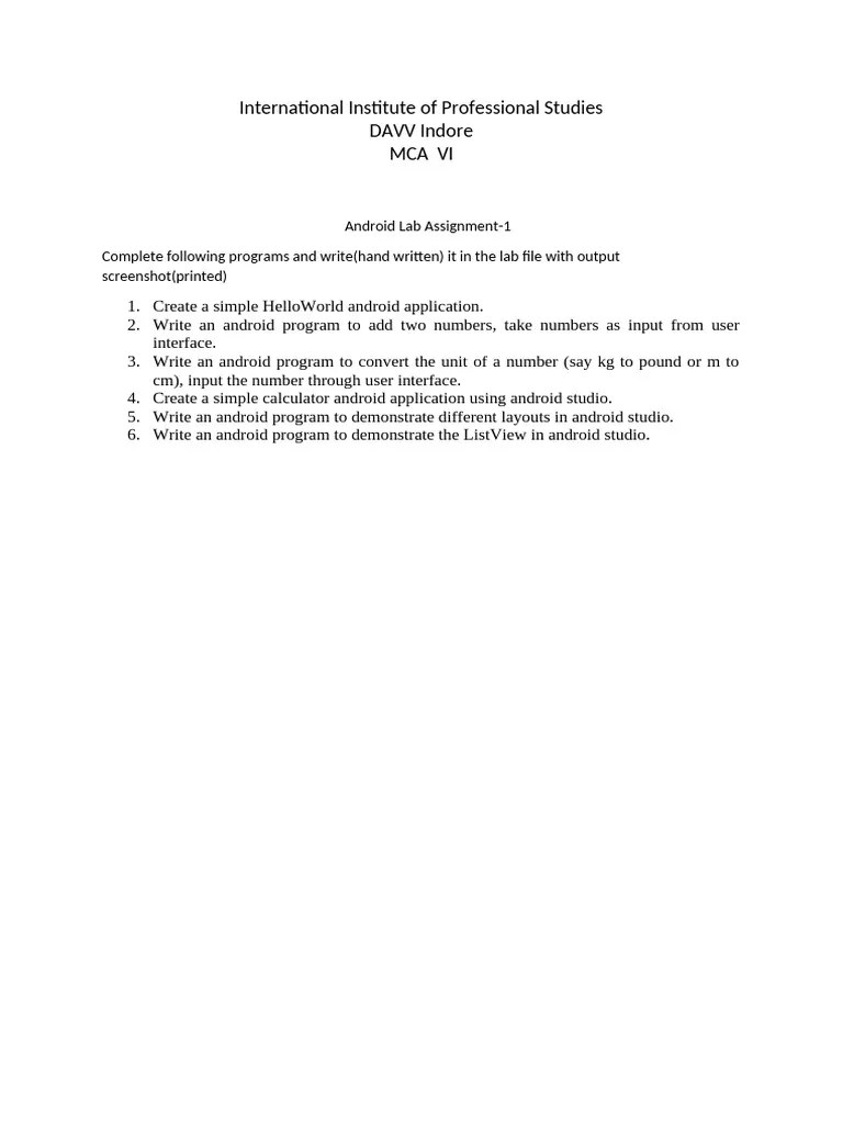 Android Lab Assignment 1 Pdf