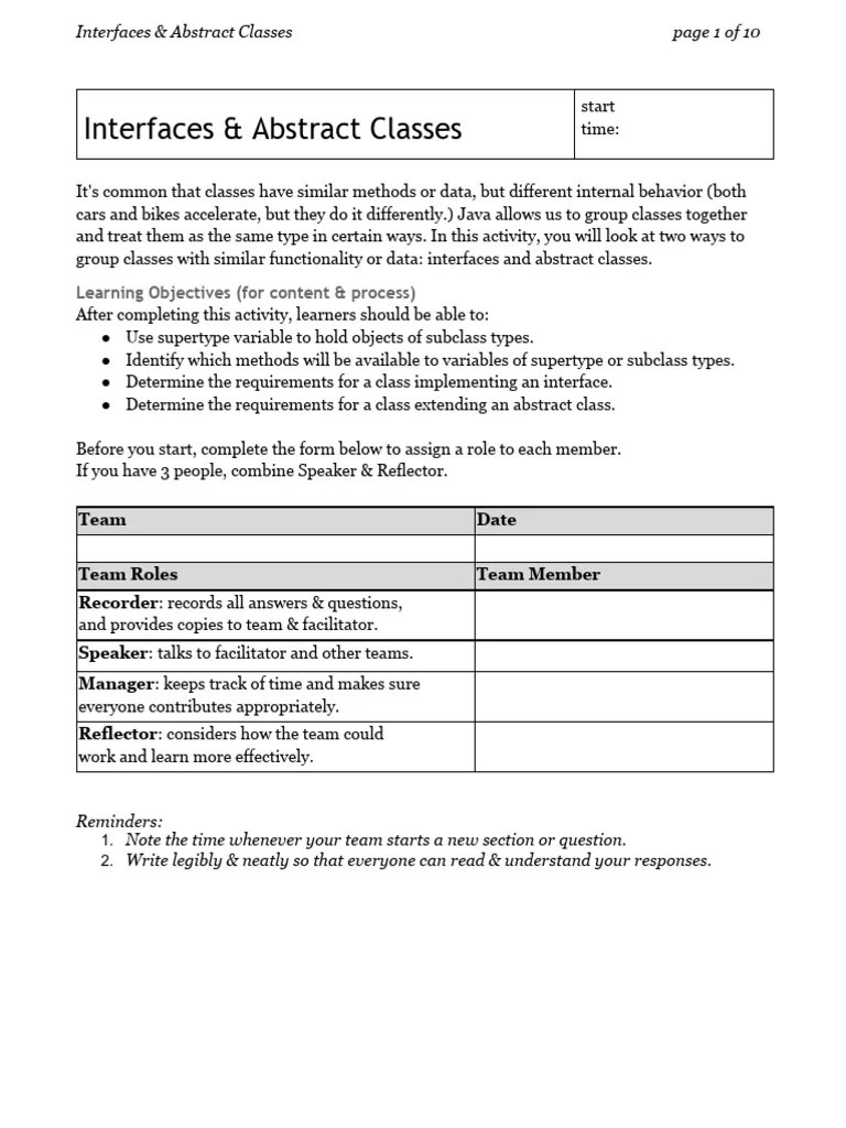 Jav Int Interfaces Abstract Classes Student Fillable Complete