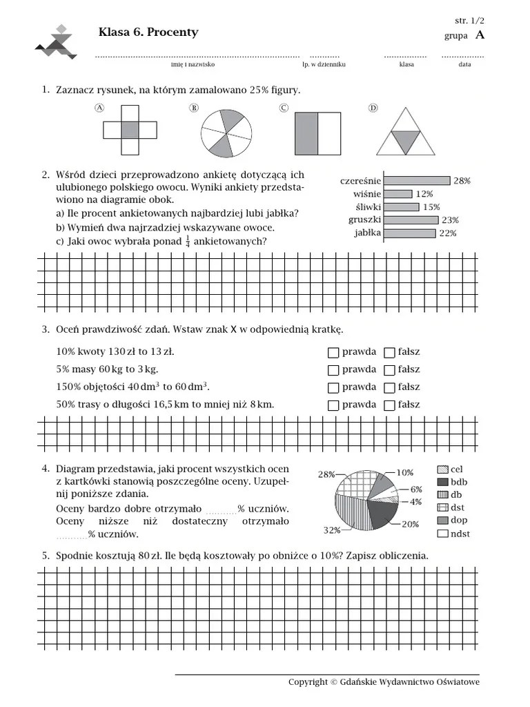 Procenty Klasówka Pdf