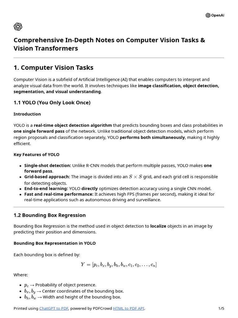 Comprehensive In Depth Notes On Computer Vision Tasks Vision