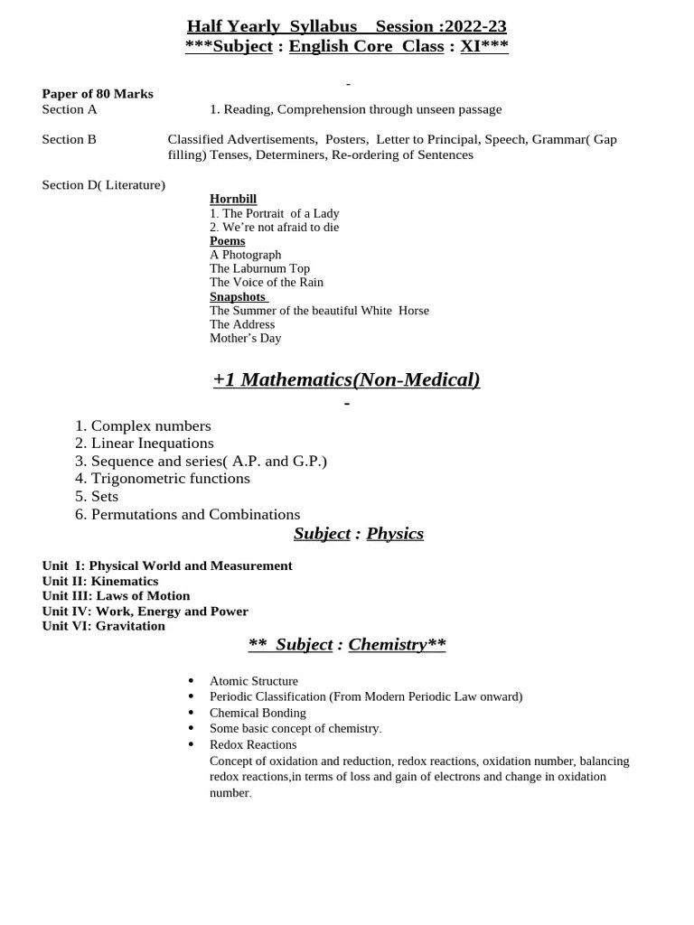 Accountancy Half Yearly Syllabus 2022 23 Pdf Debits And Credits