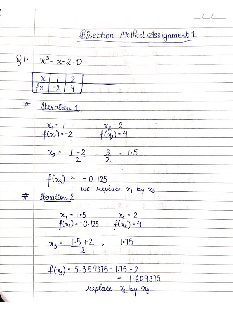 Bisection Method Assignment 1 Pdf