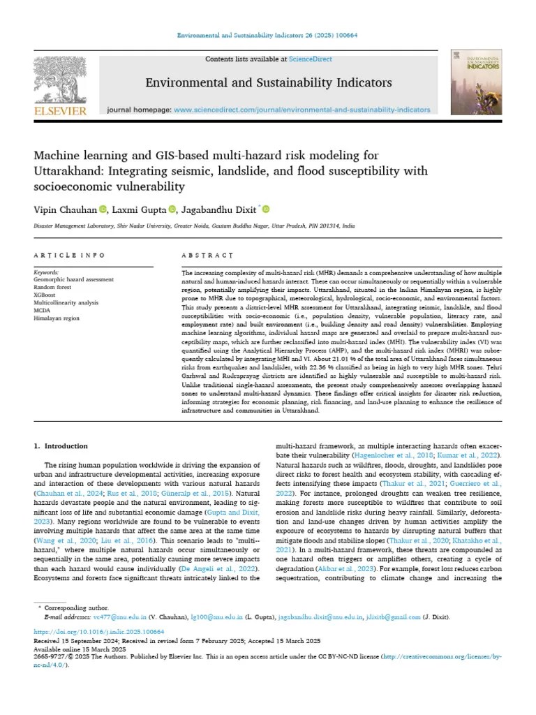 Machine Learning And Gis Based Multi Hazard Risk Modeling For