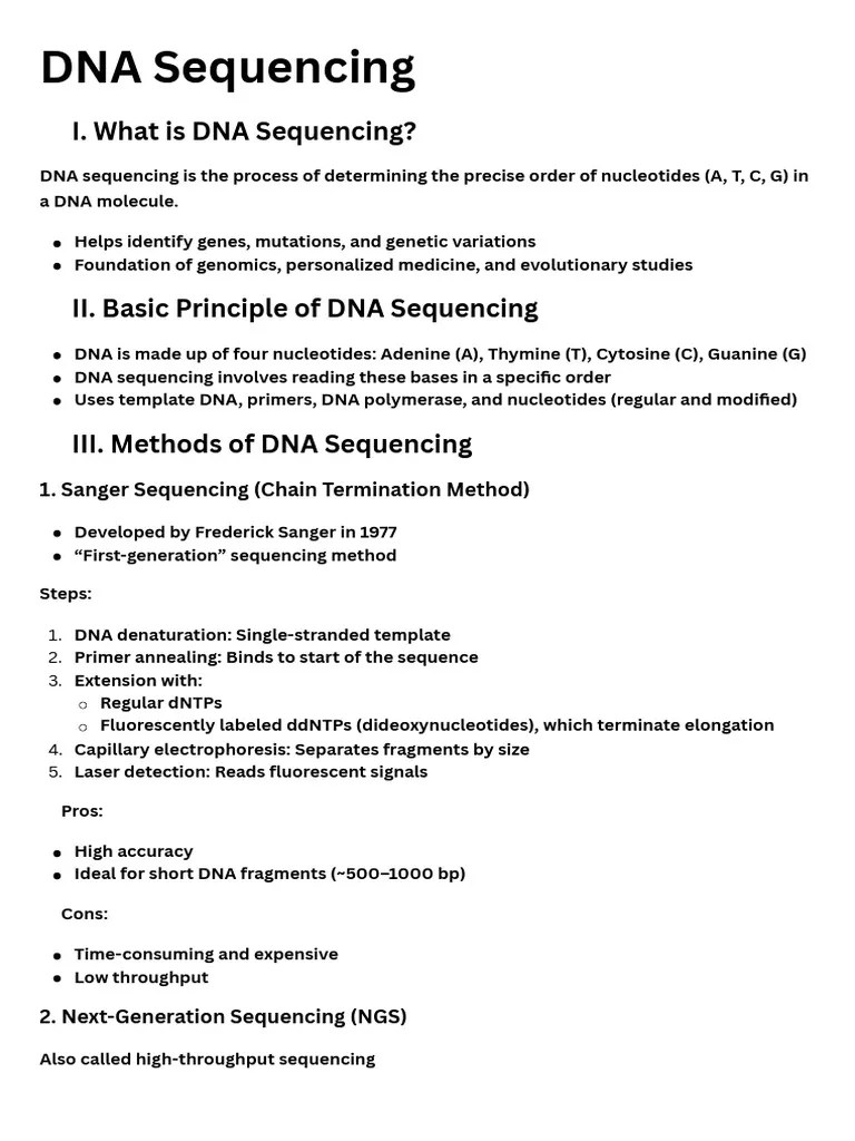 Dna Sequencing Comprehensive Notes Pdf Dna Sequencing Dna