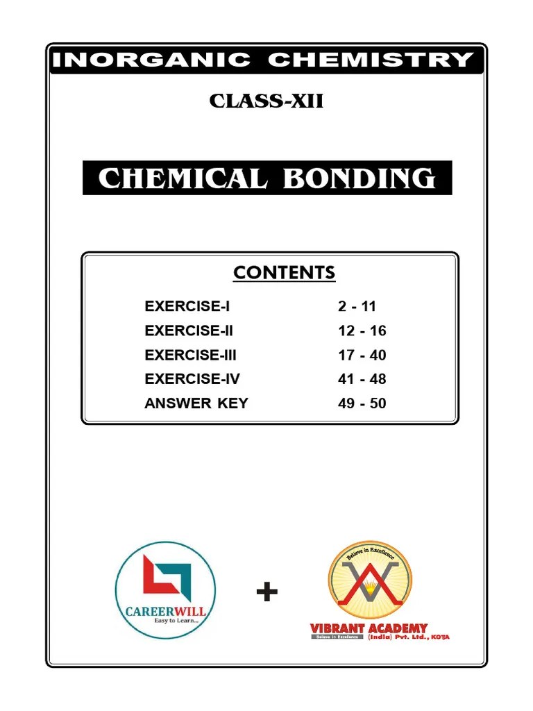Chemical Bonding Exercises And Key Pdf Chemical Bond Ionic Bonding
