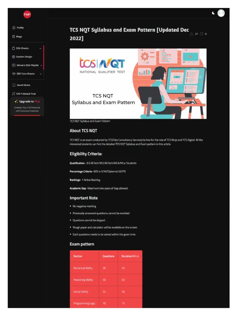 Tcs Nqt Syllabus And Exam Pattern Pdf