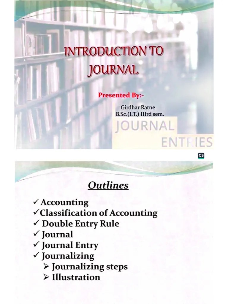 Introduction To Journal Entry Pdf