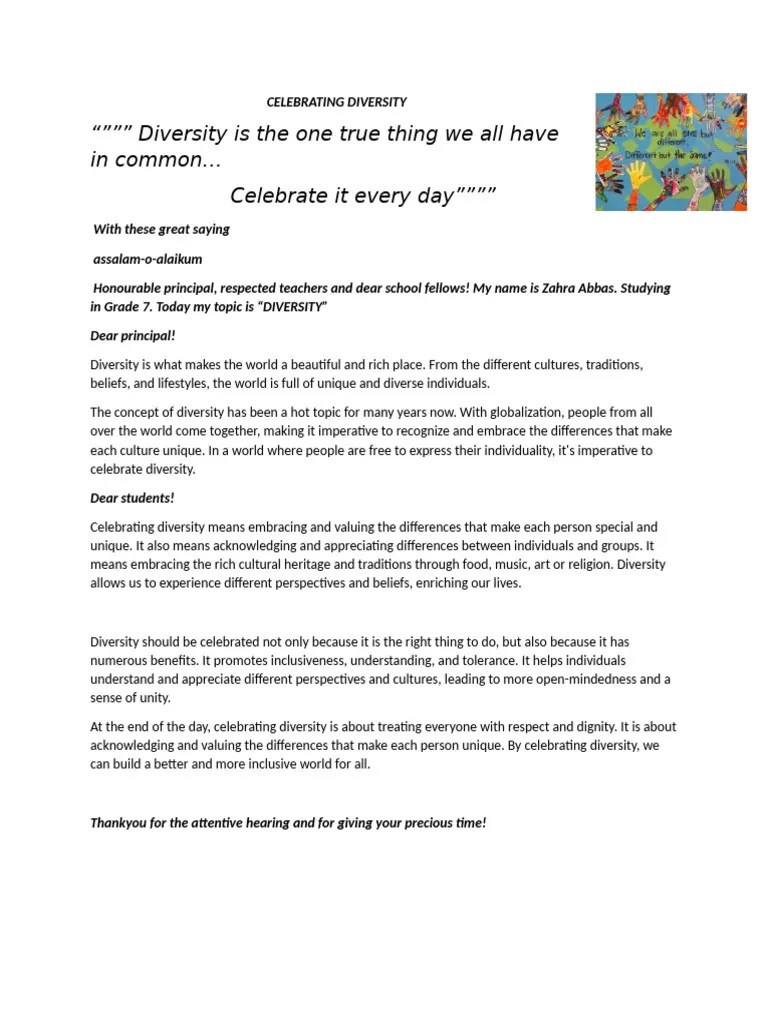 Celebrating Diversity Pdf