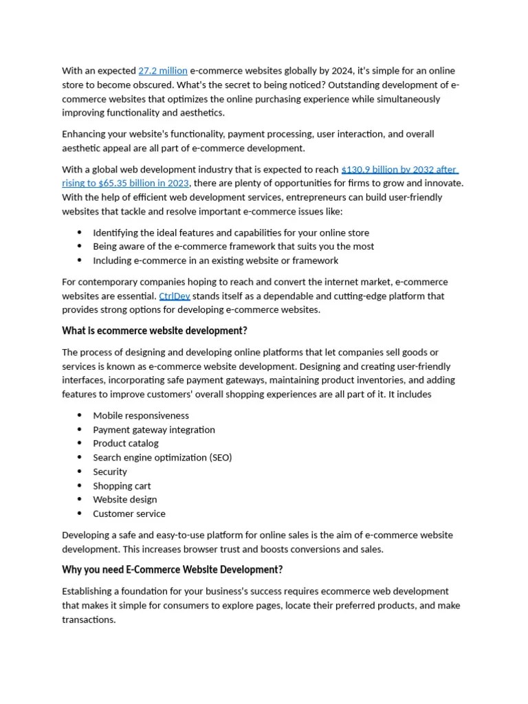 Ecommerce Website Development Pdf E Commerce Web Development