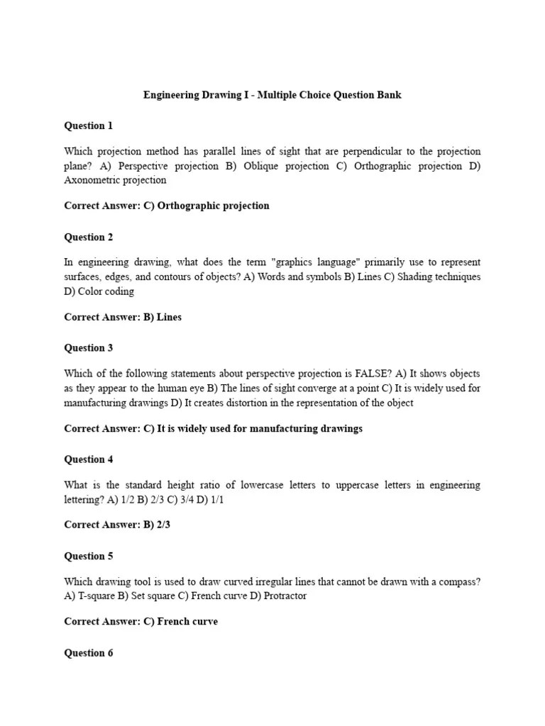 Engineering Drawing Mcq Question Bank Pdf Geometry Classical Geometry