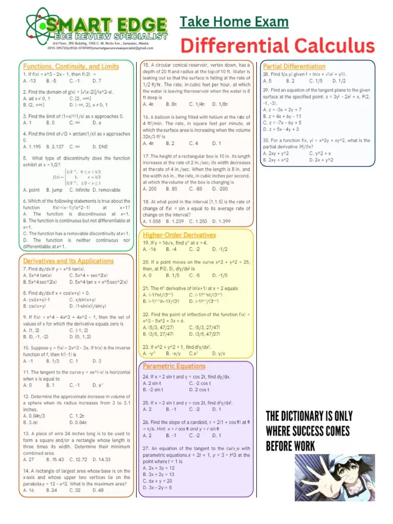 Diff Cal The1 Sample Problems Pdf
