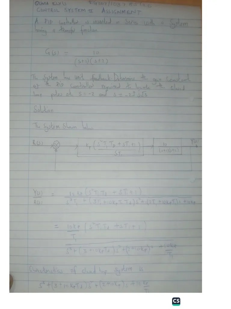 Control System 2 Assignment Pdf