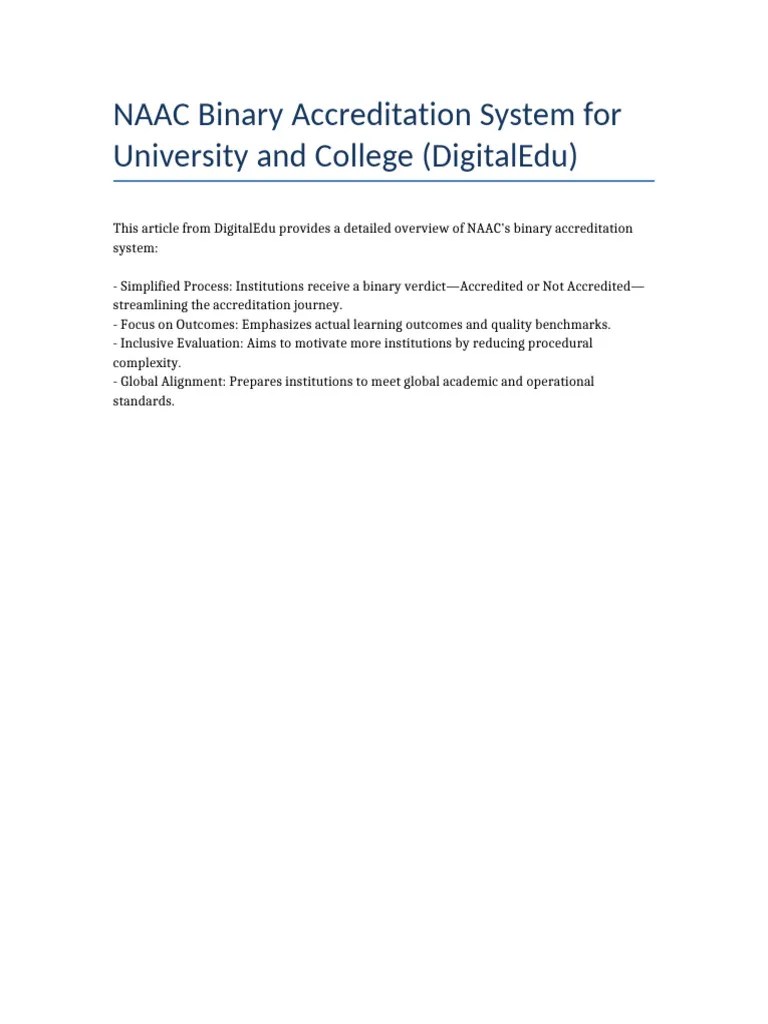 Naac Binary Accreditation Pdf
