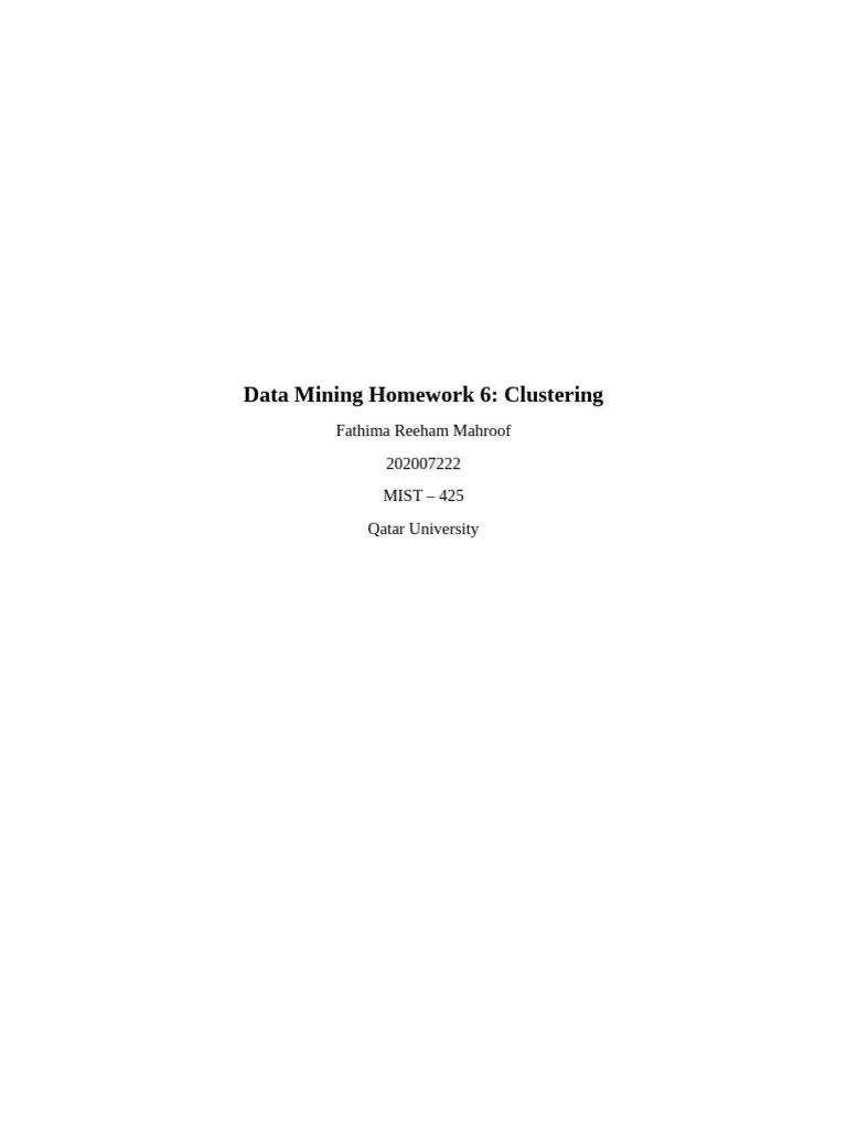 Data Mining Homework 6 Frm Pdf Cluster Analysis Data Analysis