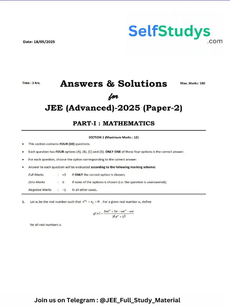 Jee Advanced Answer Key 2025 Paper 2 Pdf
