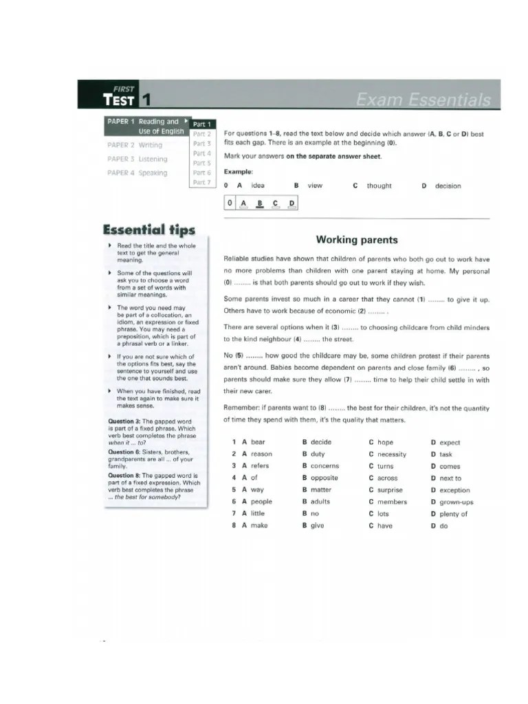 First Test 1 Mock Pdf