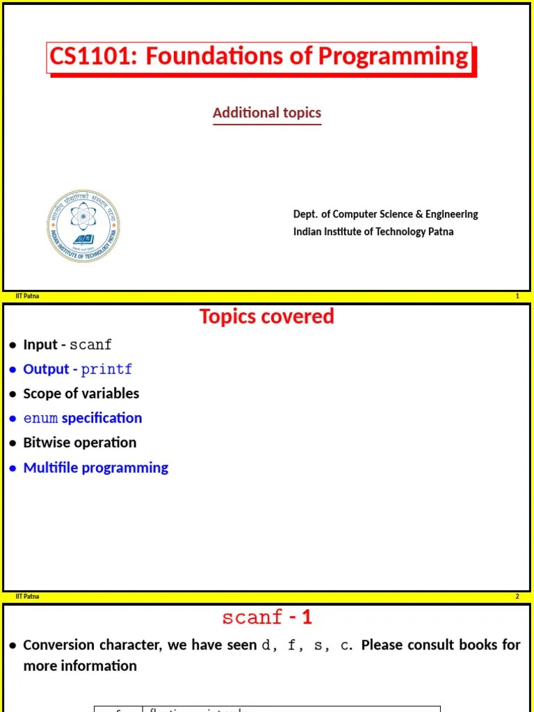 C Programming Input Output Pdf Integer Computer Science