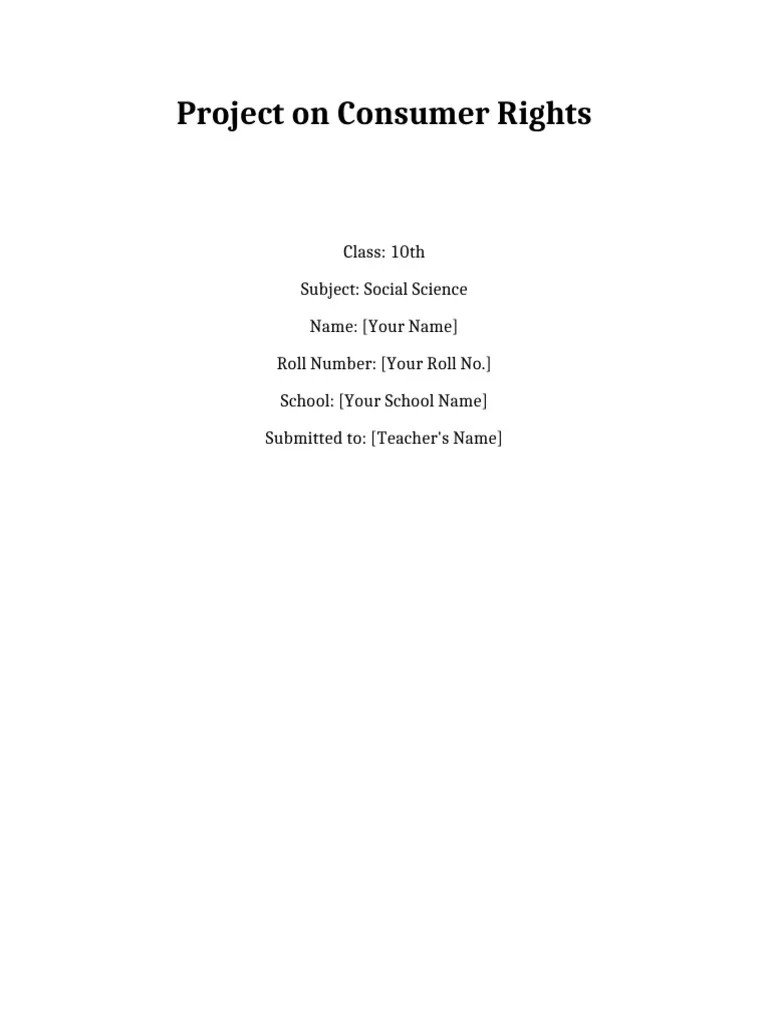 Consumer Rights Project Class 10 | PDF | Consumer Protection