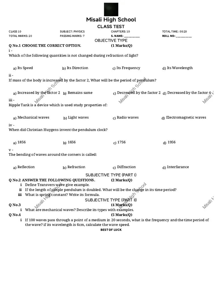 Class 10 Physics Pdf