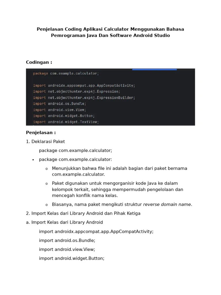 Penjelasan Coding Aplikasi Calculator Menggunakan Bahasa Pemrograman