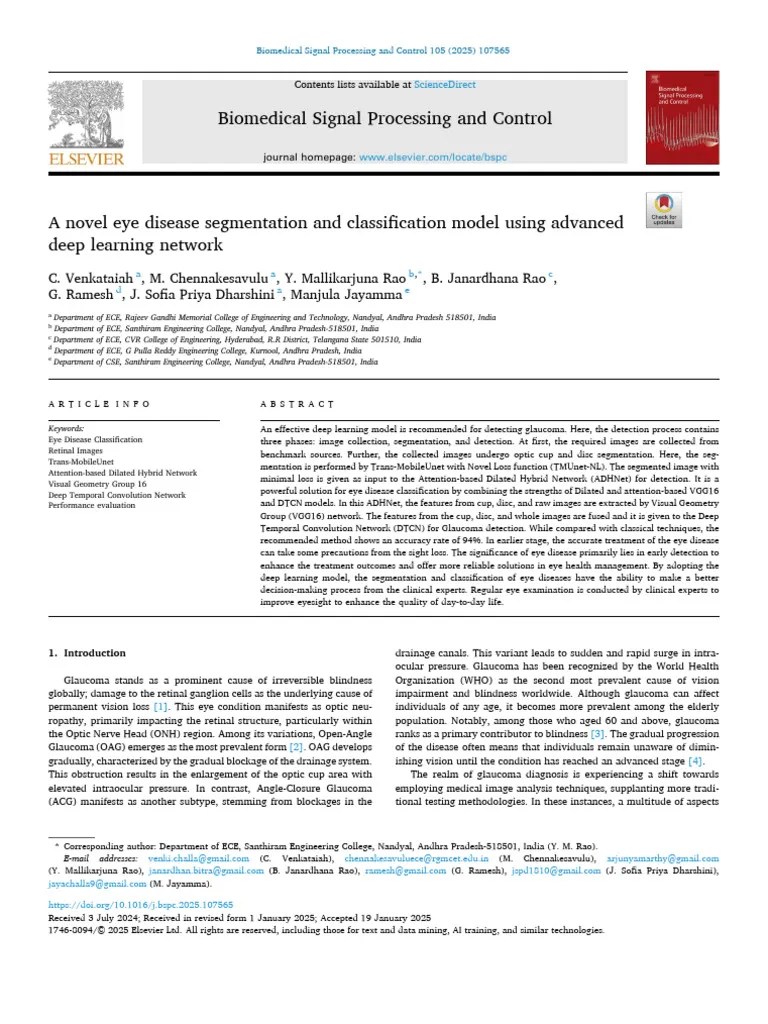 Eye Disease Using Deep Learning Elsevier Journal Jk Batch Pdf