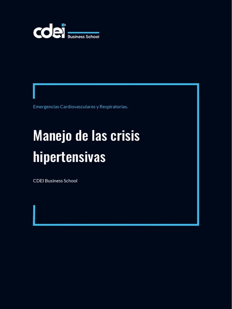 Manejo De Las Crisis Hipertensivas Pdf Hipertensión