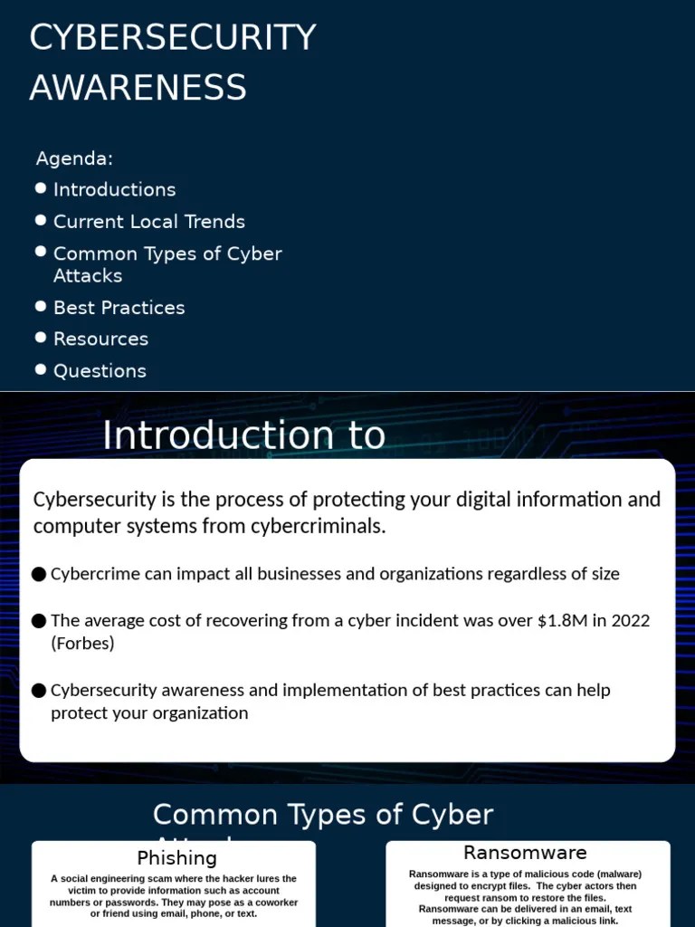 Cybersecurity Awareness Presentation Pdf Security Computer Security