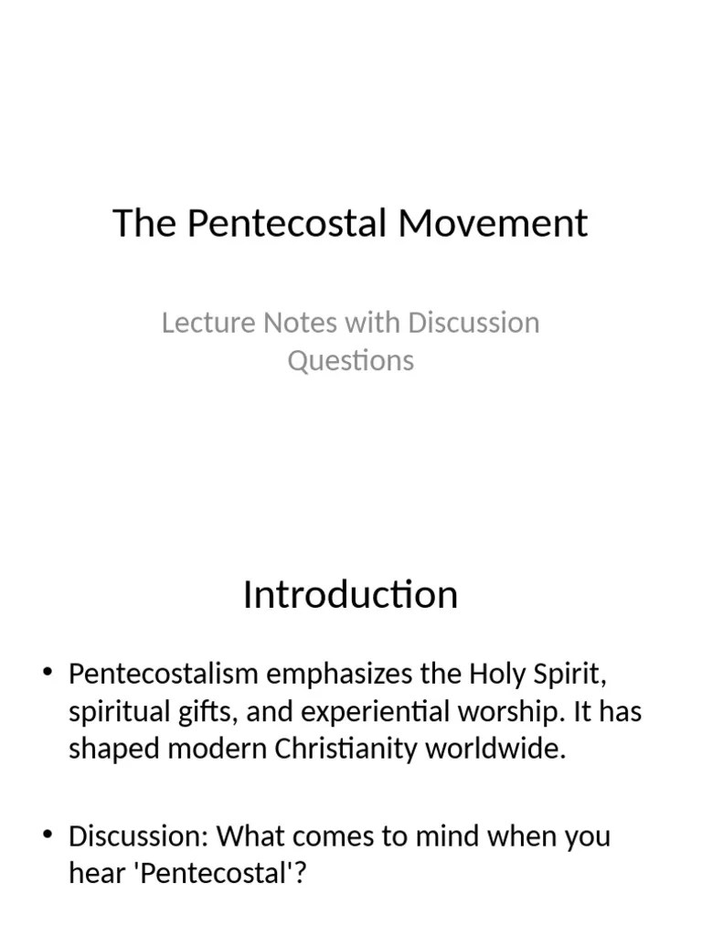 Overview Of The Pentecostal Movement Pdf