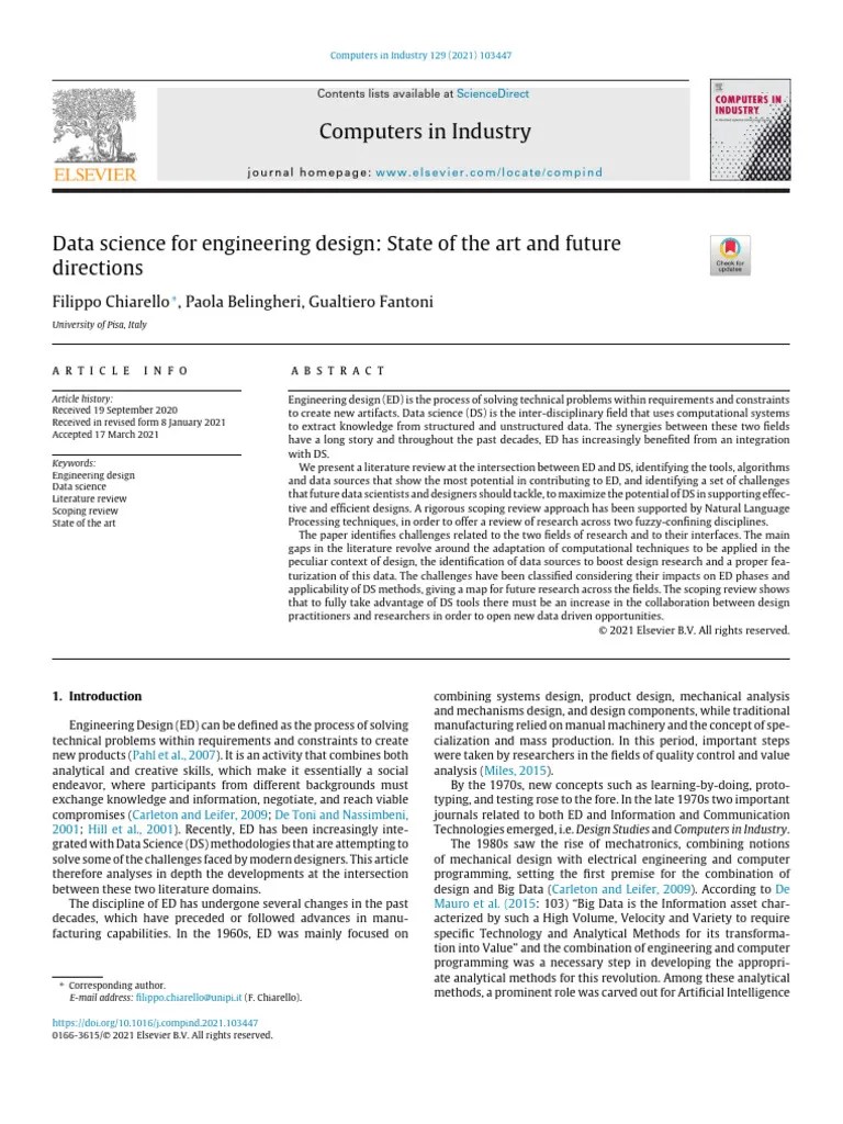 Data Science For Engineering Design State Of Art And Future Directions