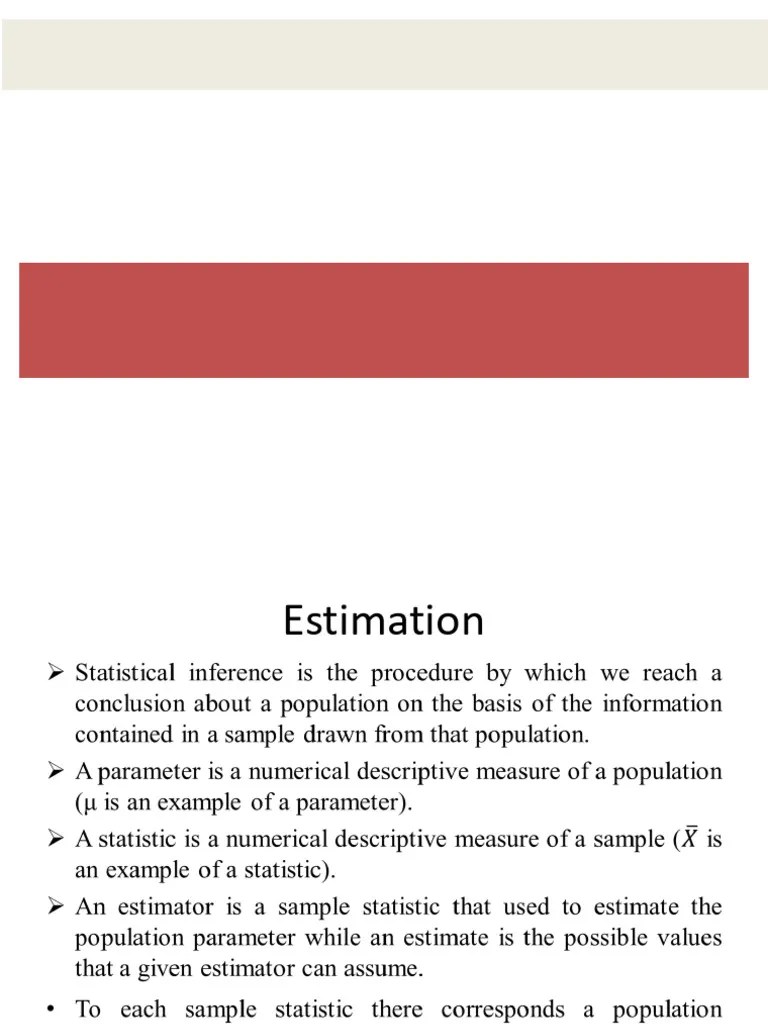 Estimation Hypothesis Testing Pdf Estimator Standard Deviation
