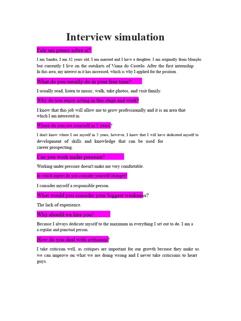 Interview Simulation Pdf