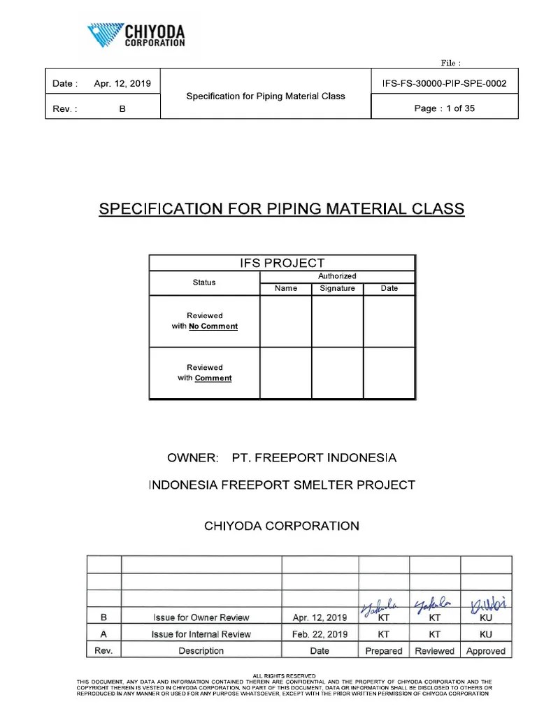 Piping Material Class Specification Guide Pdf Pipe Fluid