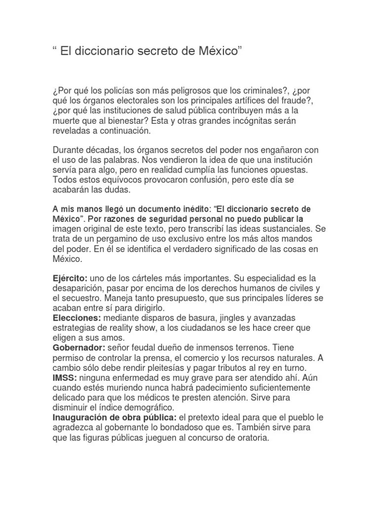 El Diccionario Secreto De México | PDF | México | Policía
