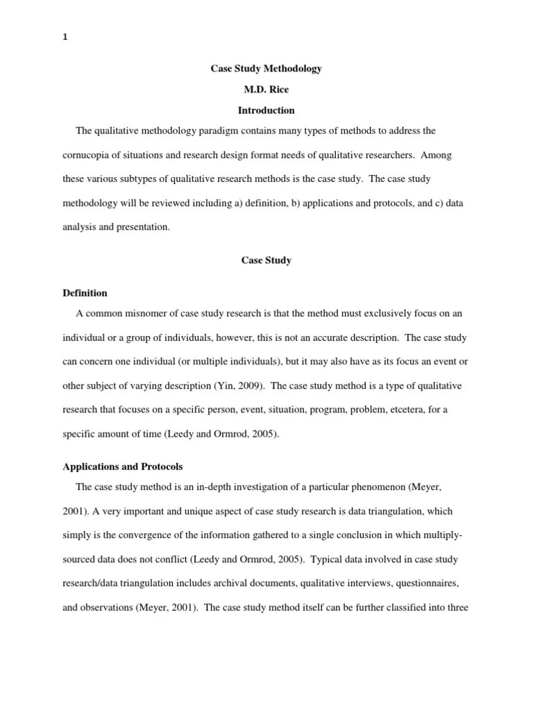 Case Study Methodology Pdf Qualitative Research Case Study