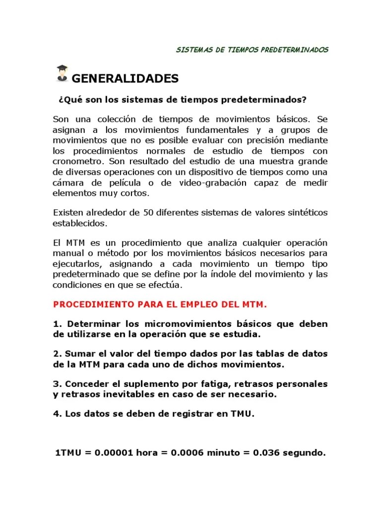 Introducción A Sistemas Mtm Pdf Diseño Movimiento Física