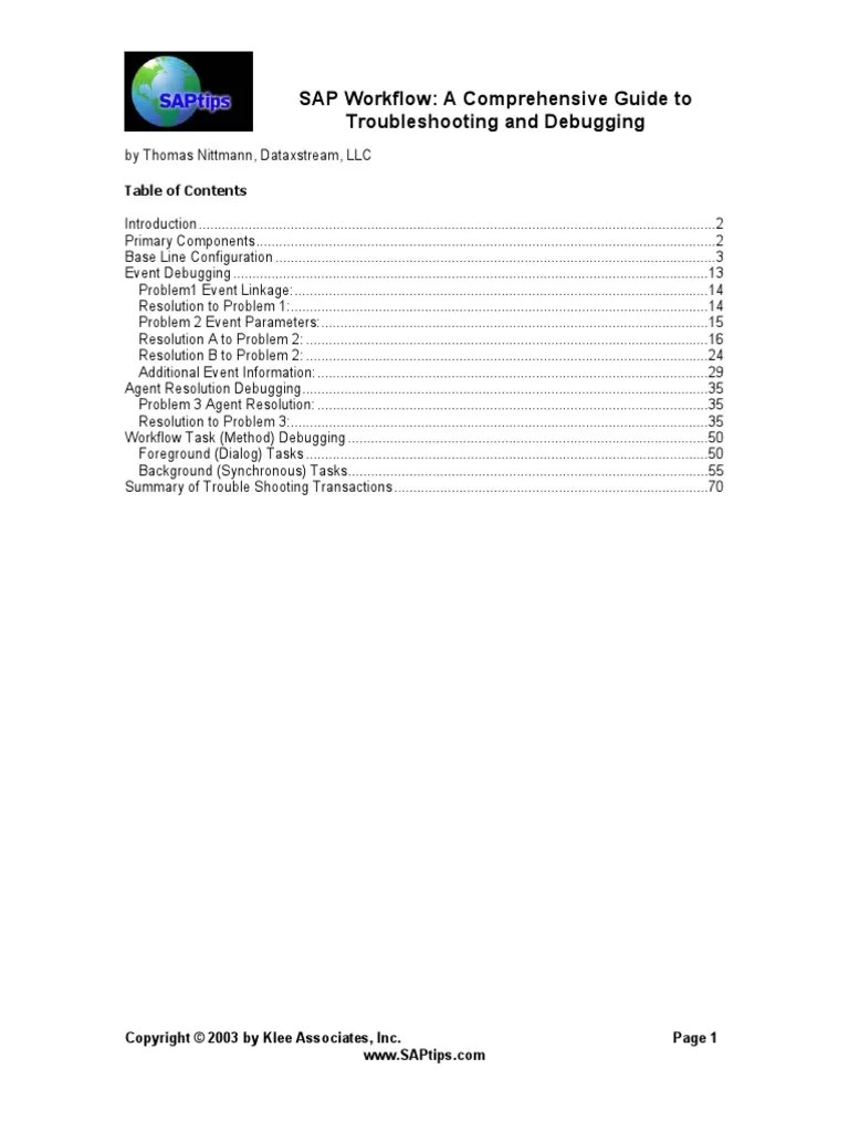 Sap Workflow A Comprehensive Guide To Troubleshooting And Debugging Pdf