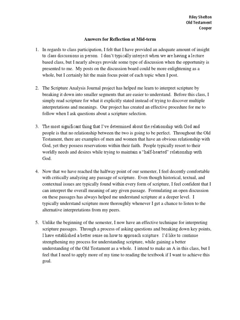 Mid Term Reflection Old Testament Pdf