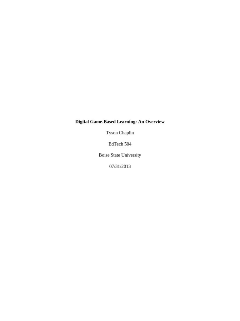 Digital Game Based Learning An Overview Pdf Educational Technology