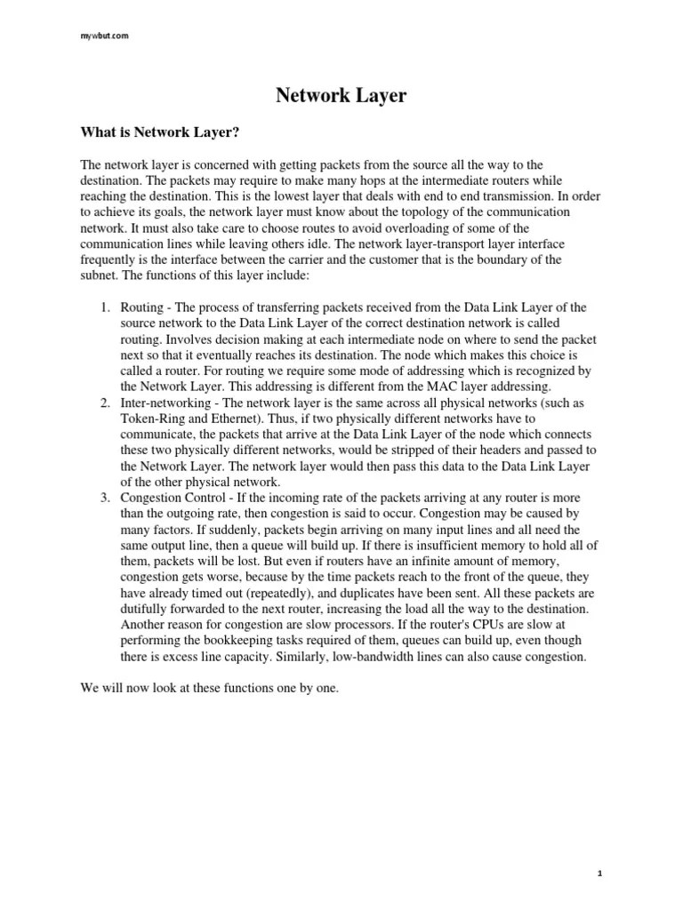 Network Layer Of Computer Networks Pdf Routing Internet Protocols