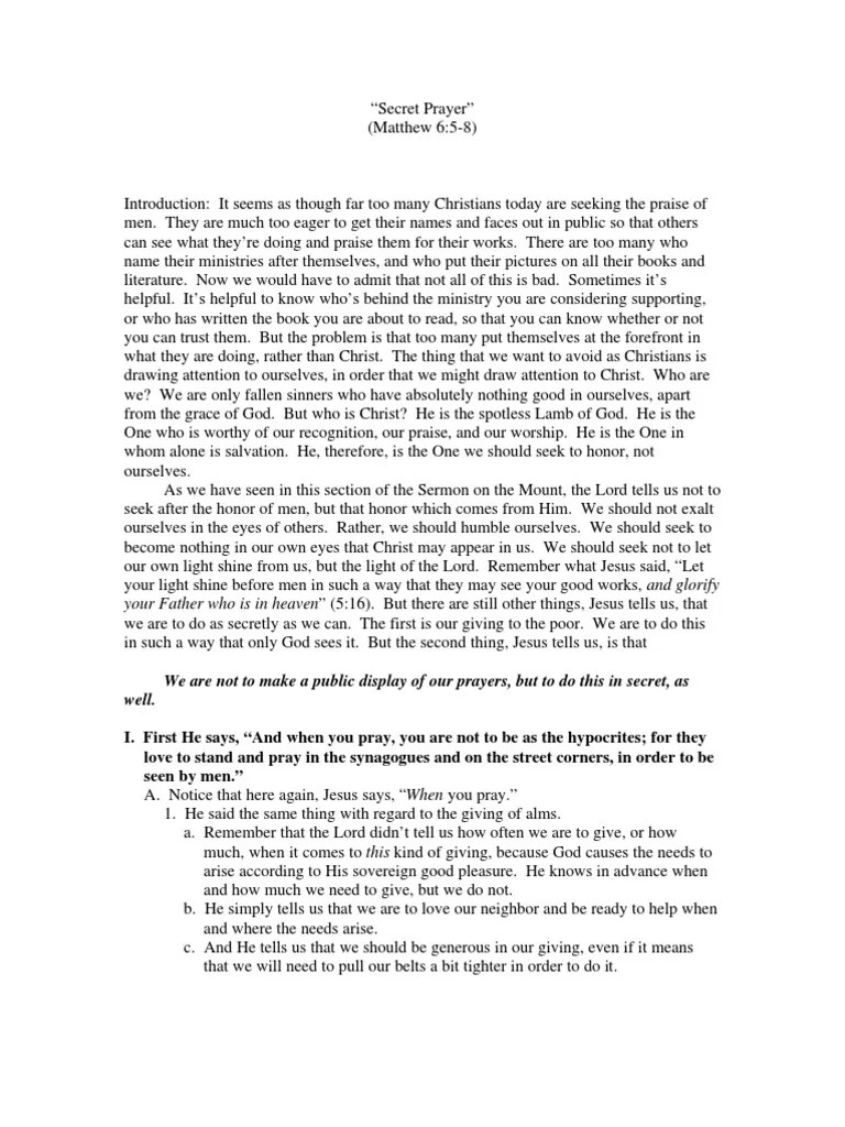 Secret Prayer | PDF | Eternal Life (Christianity) | Prayer