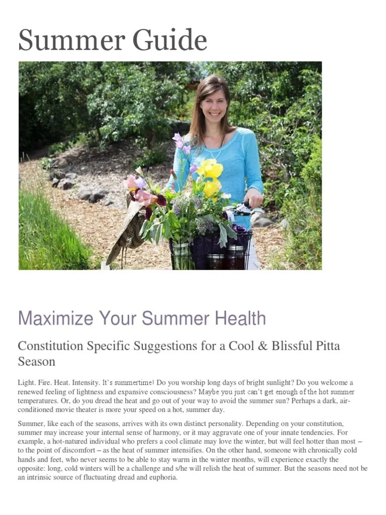 Summer Guide: Maximize Your Summer Health | PDF | Taste | Ayurveda