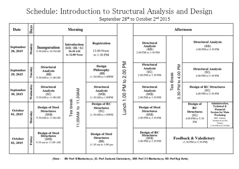 Structural Analysis And Design Schedule Pdf