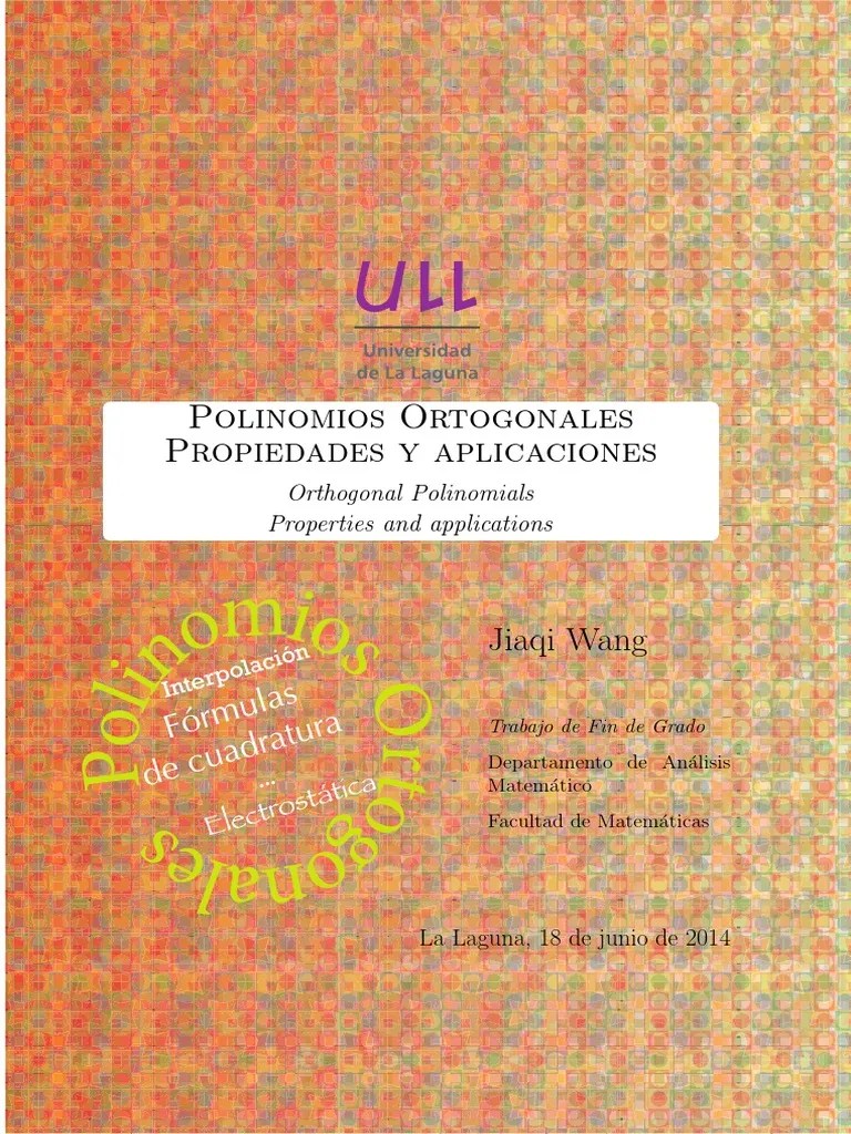 Polinomios Ortogonales Propiedades Y Aplicaciones Pdf